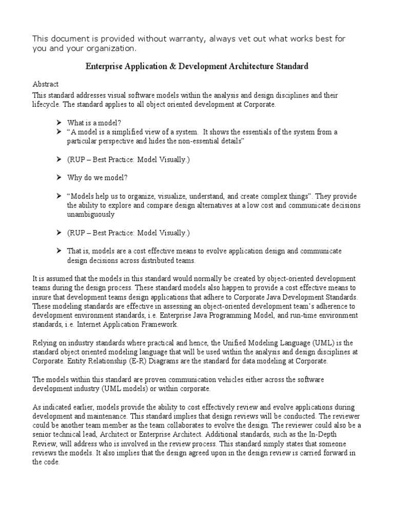 Enterprise Application Development Architecture Standard Pdf Class Computer Programming 