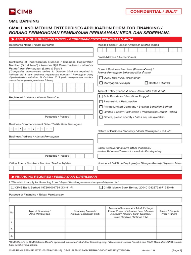 SME Banking Application Form - V6.7 | PDF