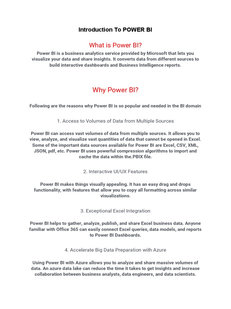 Introduction To POWER BI | PDF | Microsoft Excel | Information Retrieval