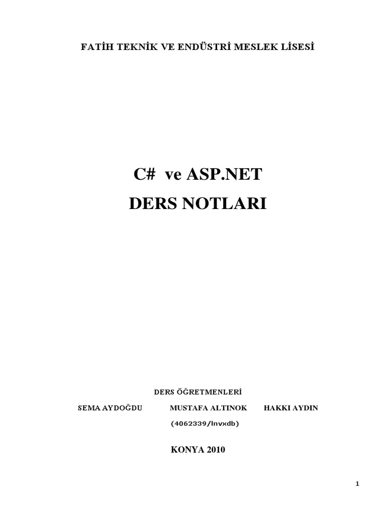 C# Ve ASP - NET DERS NOTLARI | PDF