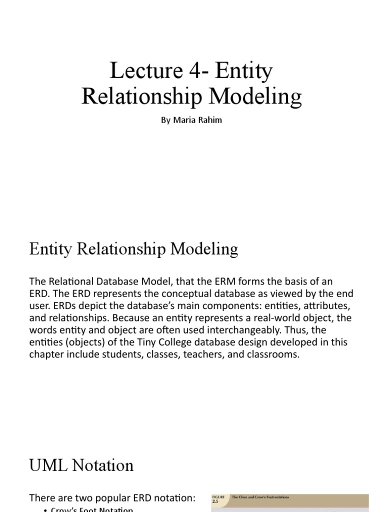 Lecture 4 Entity Relationship Modeling Pdf Computing Information Science