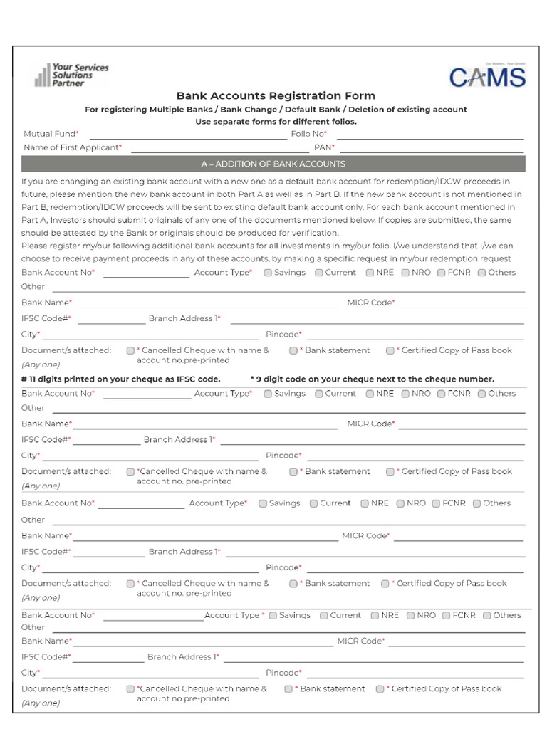 Bank Accounts Registration Form | PDF
