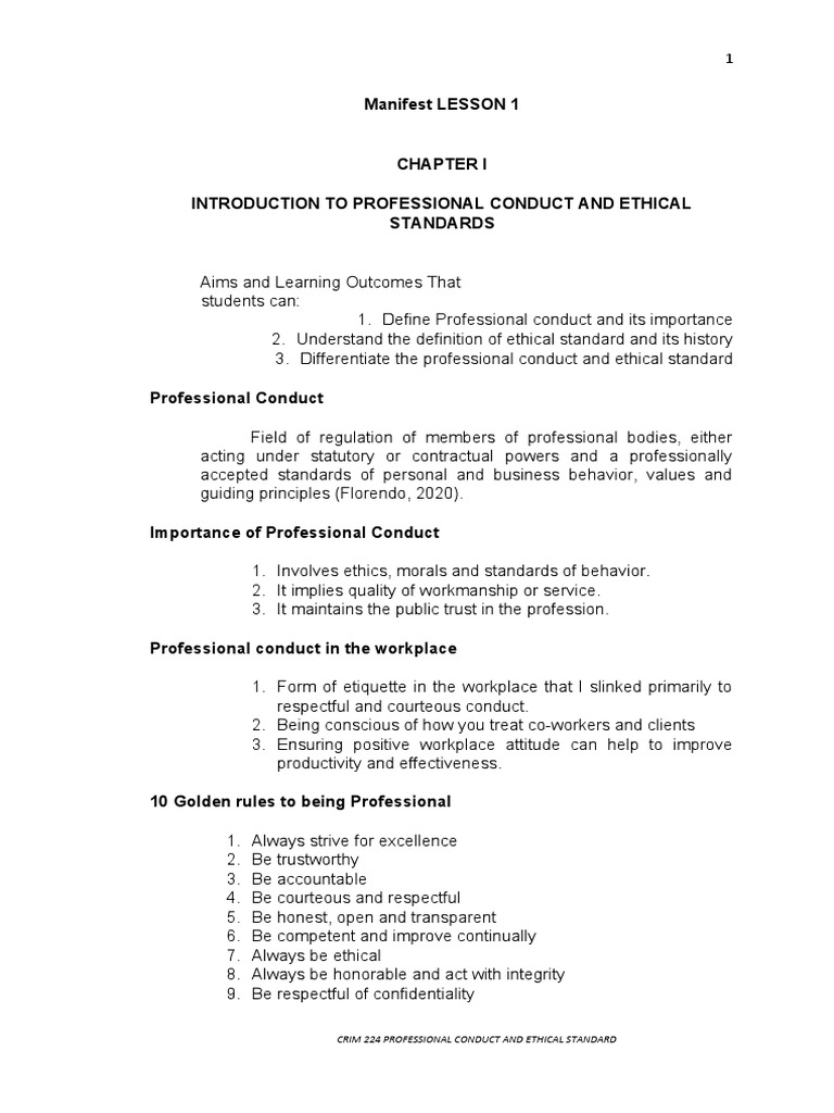 An Introduction to Professional Conduct, Ethical Standards, and ...