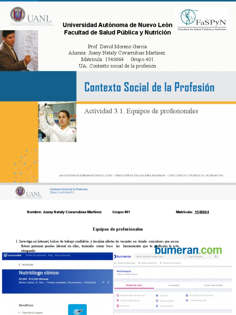 Actividad 3.1 Contexto Social de La Profesión | PDF