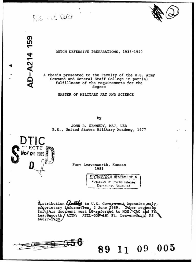 Dutch Defensive Preparations, 1933-1940 | PDF