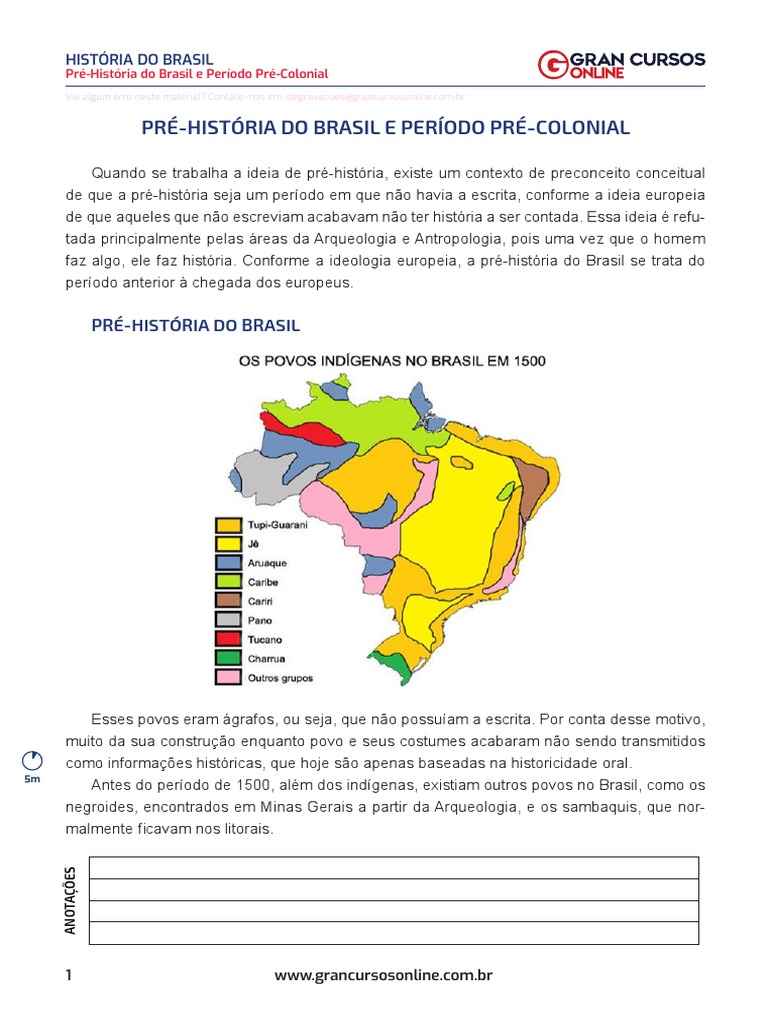 Pré-História e Período Pré-Colonial do Brasil | PDF | Brasil | Povos ...