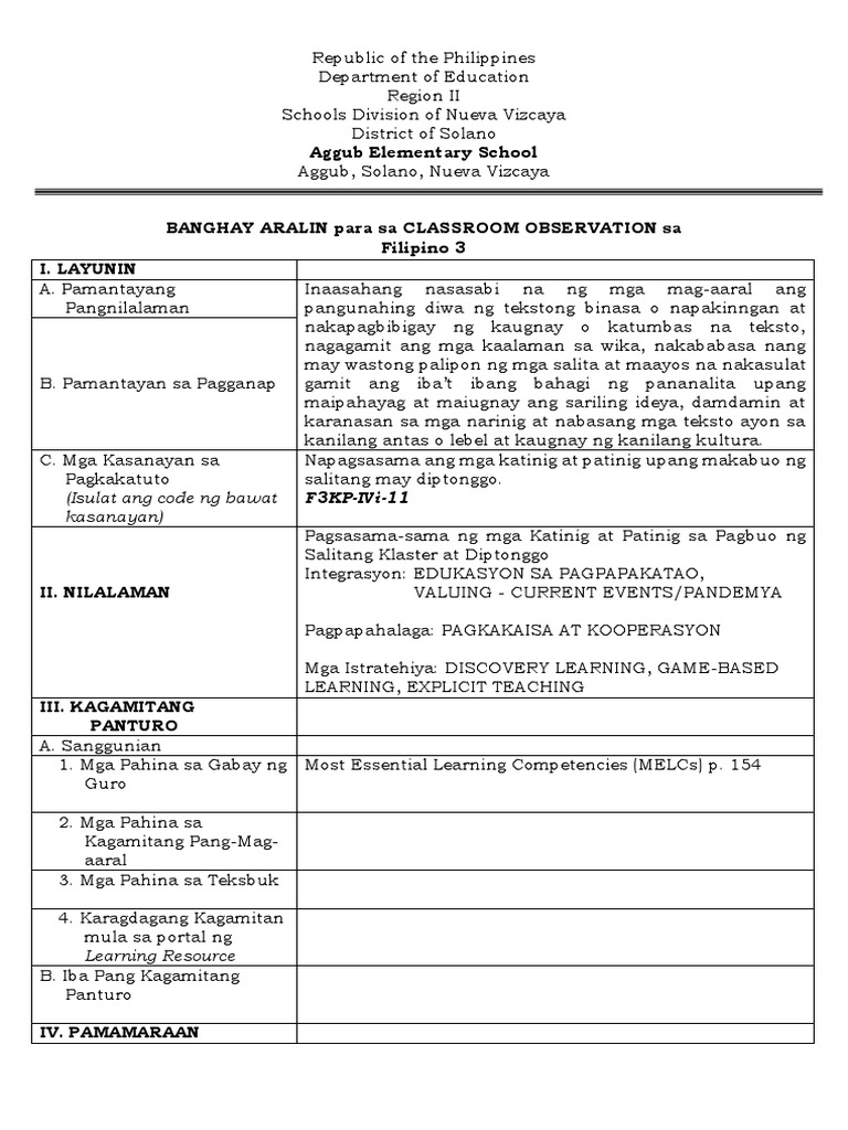 DLP FIL3 Pagsasama Sama NG Mga Katinig at Patinig Sa Pabuo NG Salitang ...