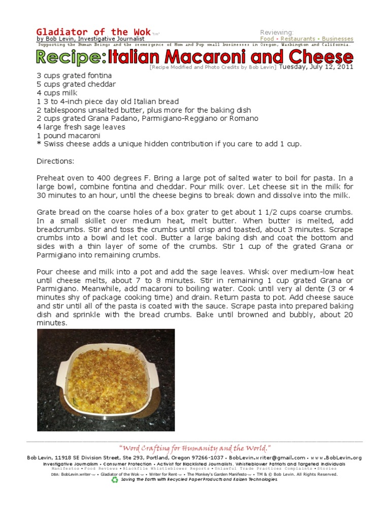 Italian Macaroni and Cheese | PDF