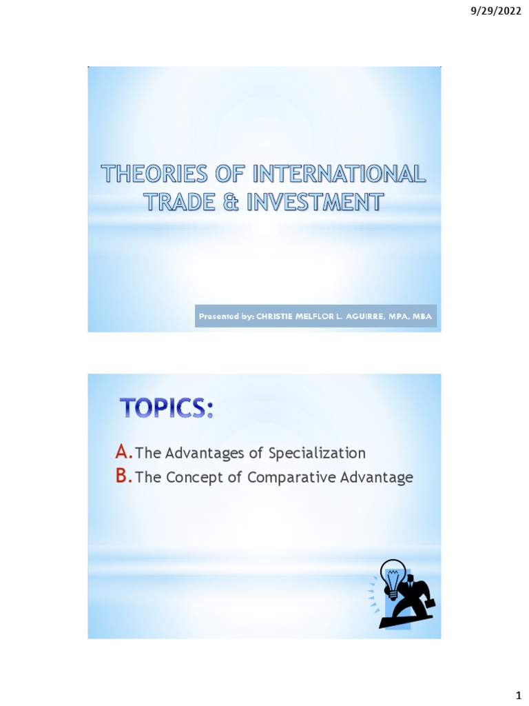 Theories of International Trade and Investment-1 | PDF | Mercantilism ...