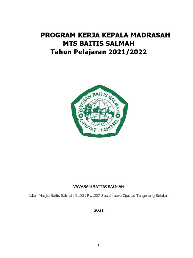Program Kerja Kepala Sekolah SD, SMP, SMA, SMK Tahun 2021-2022 | PDF