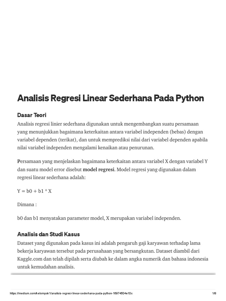 Analisis Regresi Linear Sederhana Pada Python | PDF | Komputer