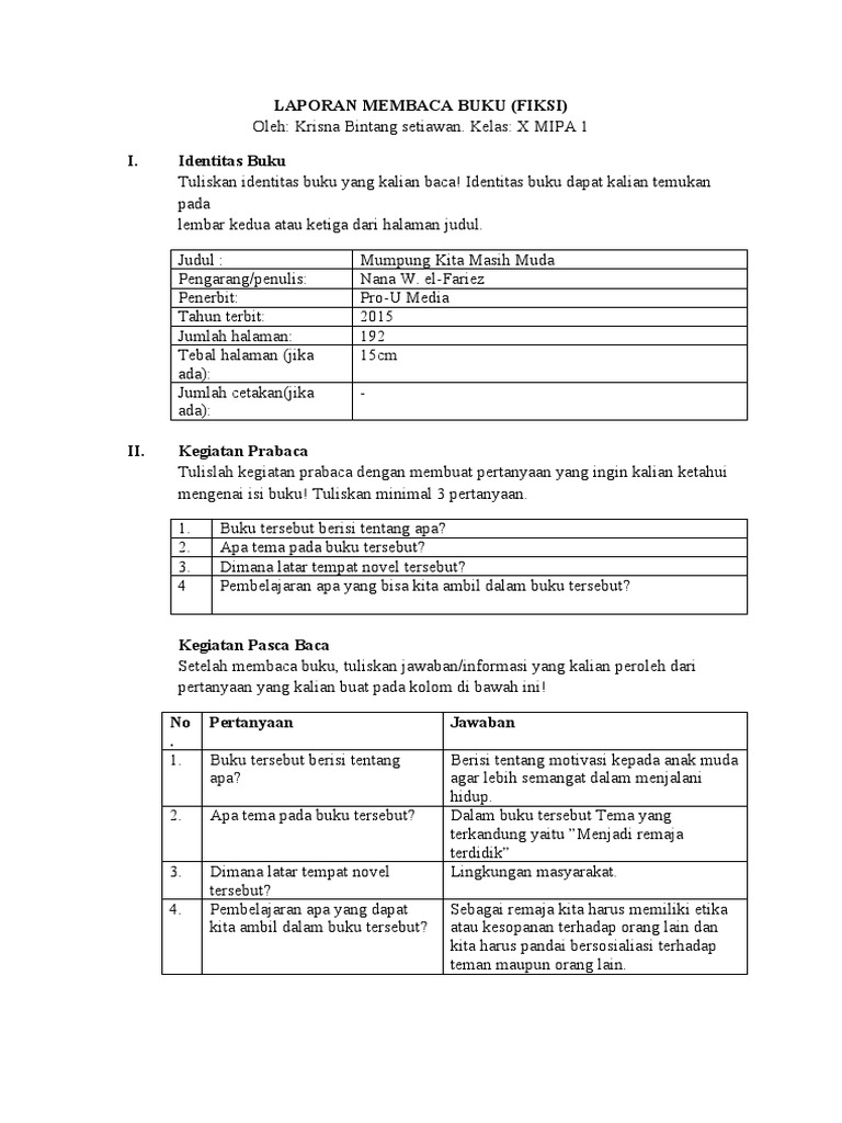 Laporan Membaca Buku | PDF