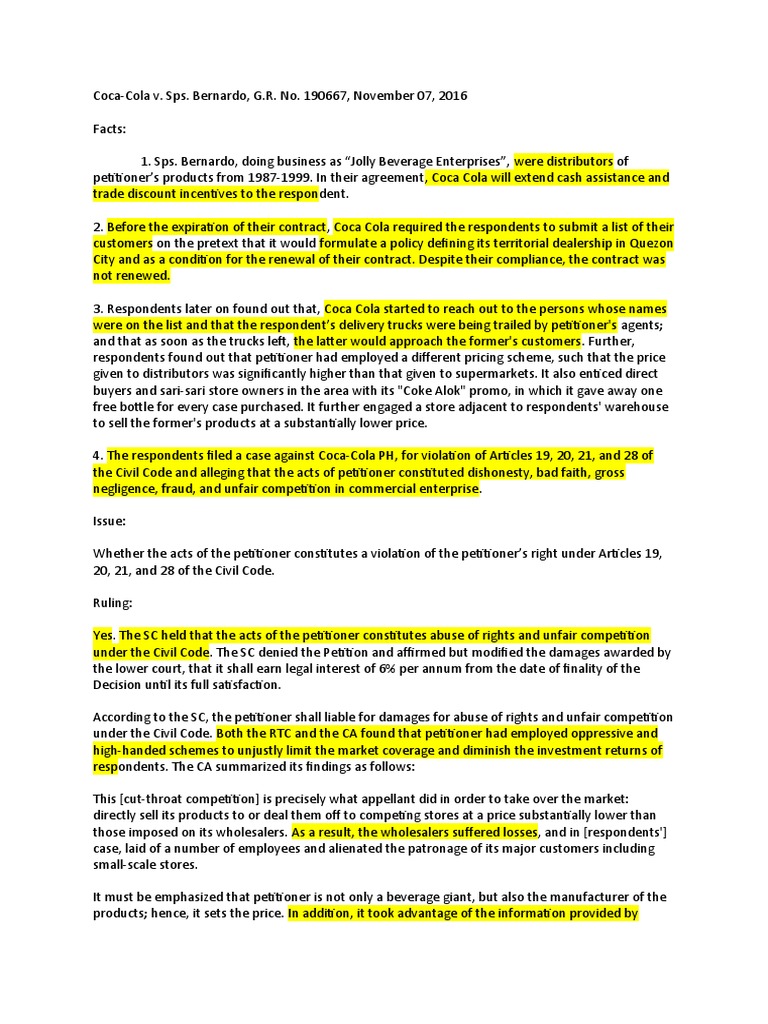 Coke Vs Sps Bernardo | PDF | Coca Cola | Justice