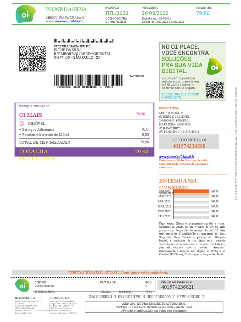 FATURA CONCORRENCIA OI | PDF