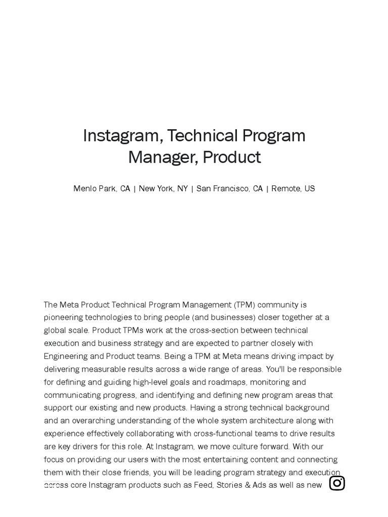 Technical Program Manager, Product | PDF | Privacy | Gender