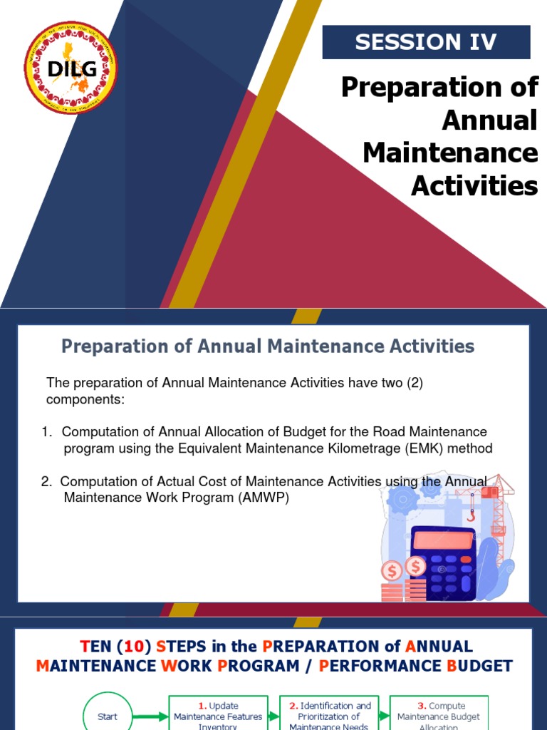 Session IV - Preparation of Annual Maintenance Activities - Final Draft ...