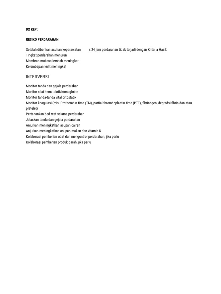 Penanganan Risiko Perdarahan SDKI | PDF