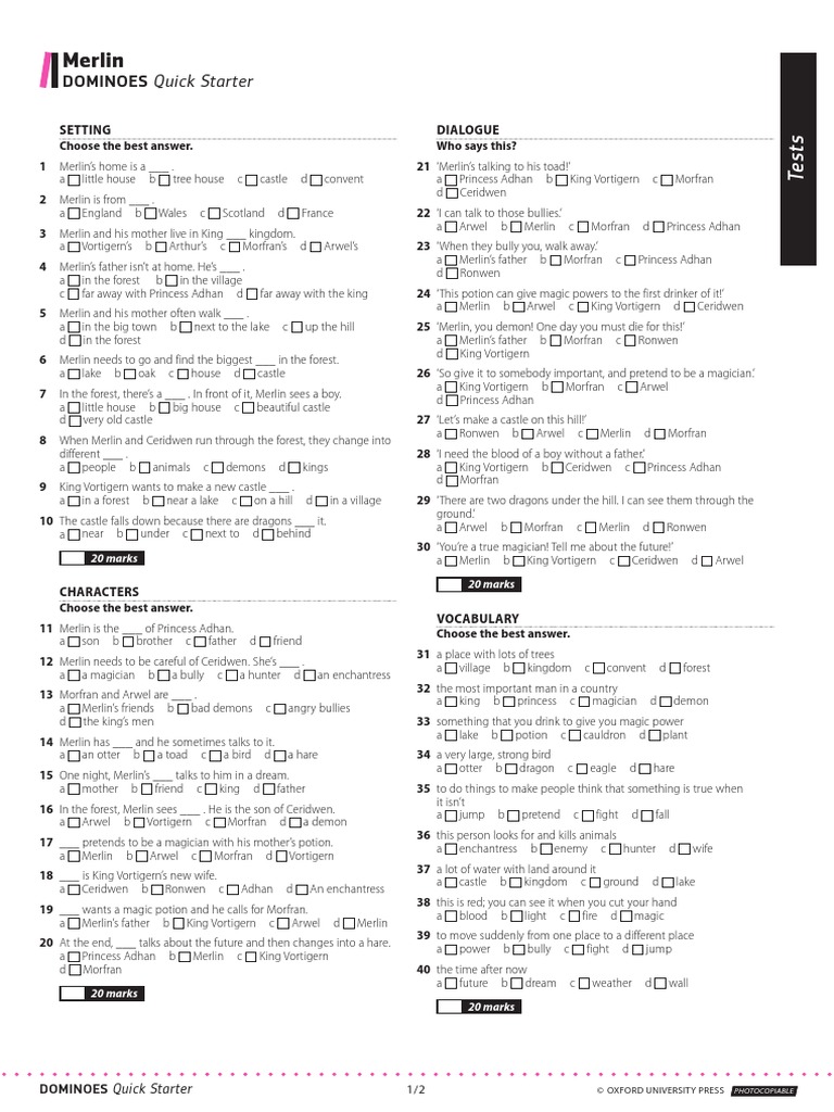 Merlin Dominoes Quick Starter Tests | PDF