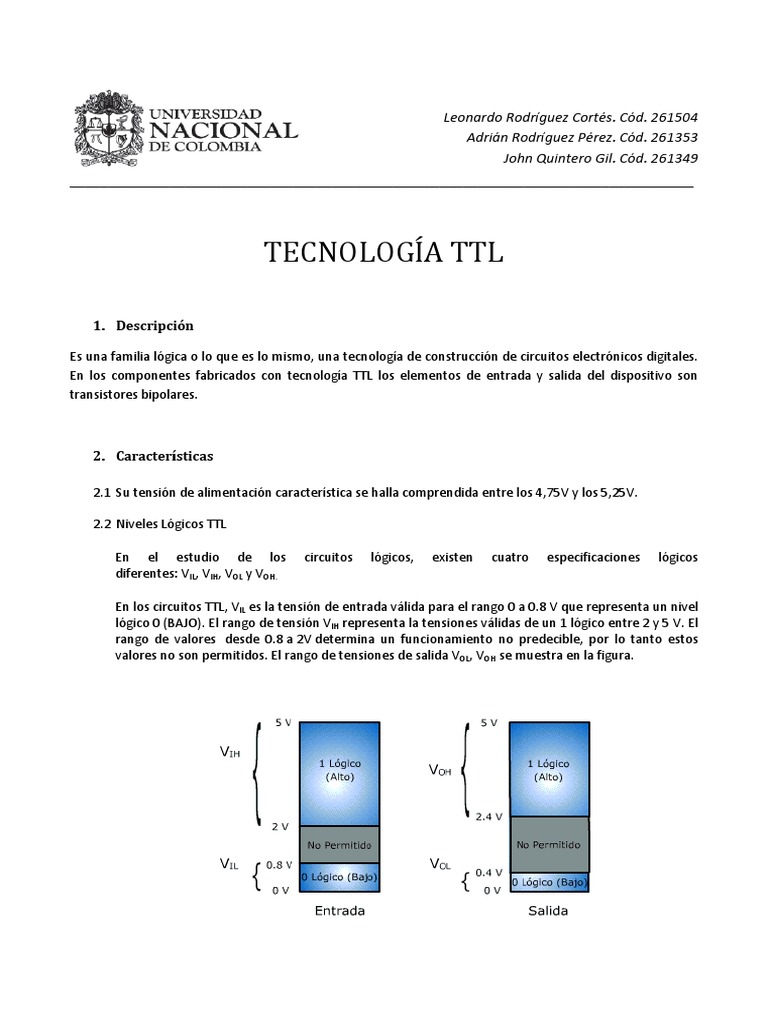 Tecnología TTL | PDF | Electrónica digital | Bienes manufacturados