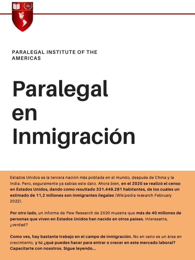 Brochure Paralegal en Inmigracion | PDF | Inmigración | Los Estados Unidos