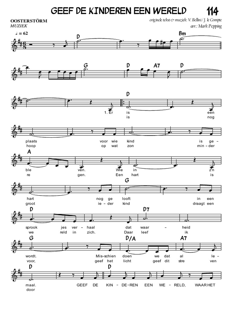 GEEF DE KINDEREN EEN WERELD Muziek | PDF