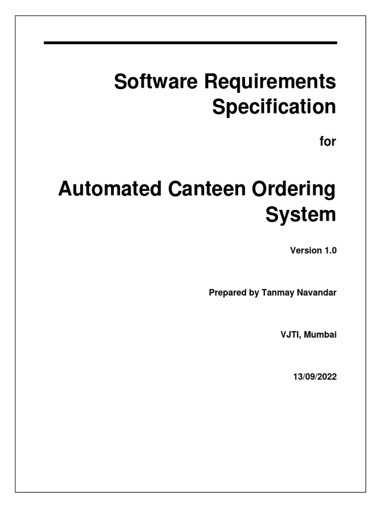 SE - SRS - Automated Canteen Ordering System | PDF