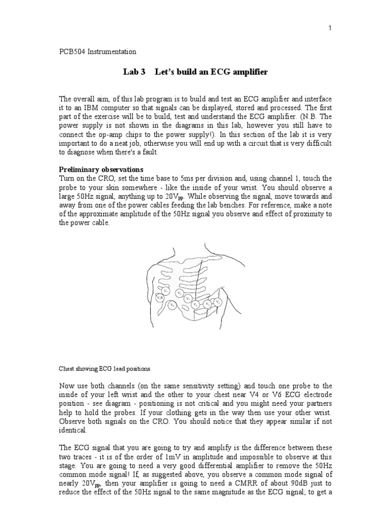 ECG Amplifier | PDF | Amplifier | Operational Amplifier