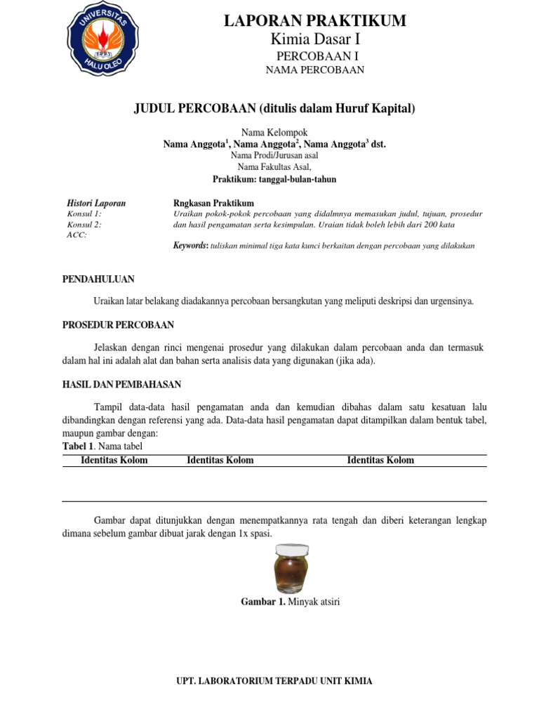 Template Laporan Praktikum - Kimia Dasar Tulis Tangan-2 | PDF