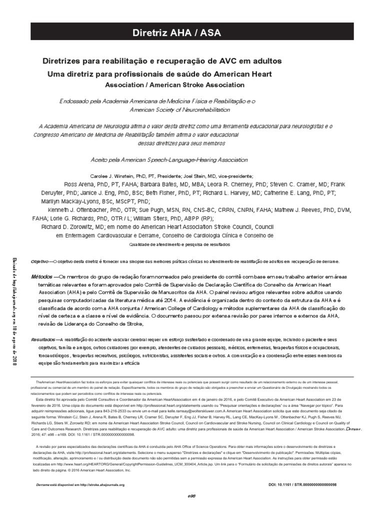 AVC - Guidelines For Adult Stroke Rehabilitation and Recovery - En.pt ...