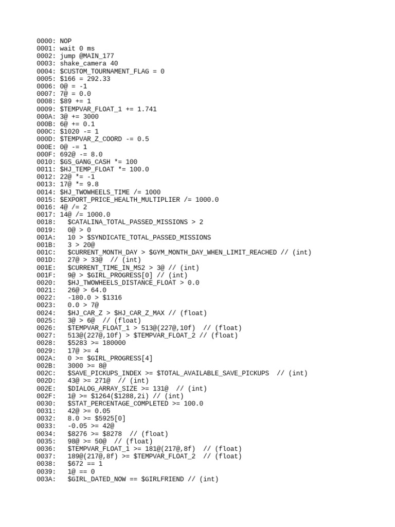 GTA SA Opcode Reference Guide | PDF | Elementary Geometry