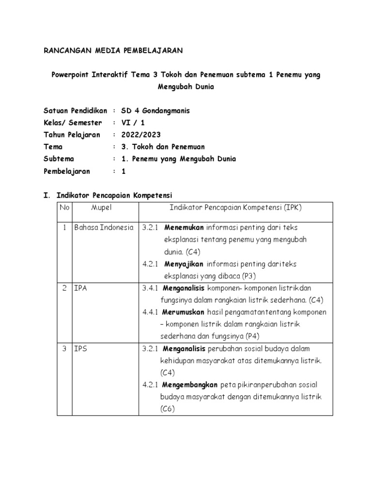 2.a - FORMAT RANCANGAN MEDIA PEMBELAJARAN | PDF