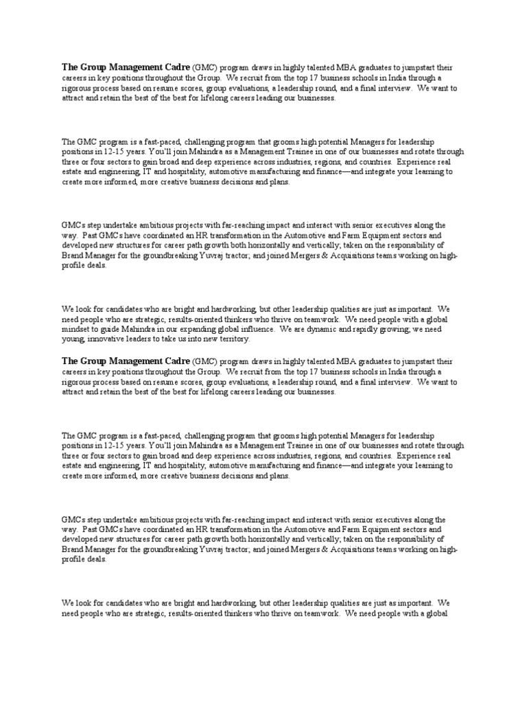 The Group Management Cadre | PDF | Leadership | Economies