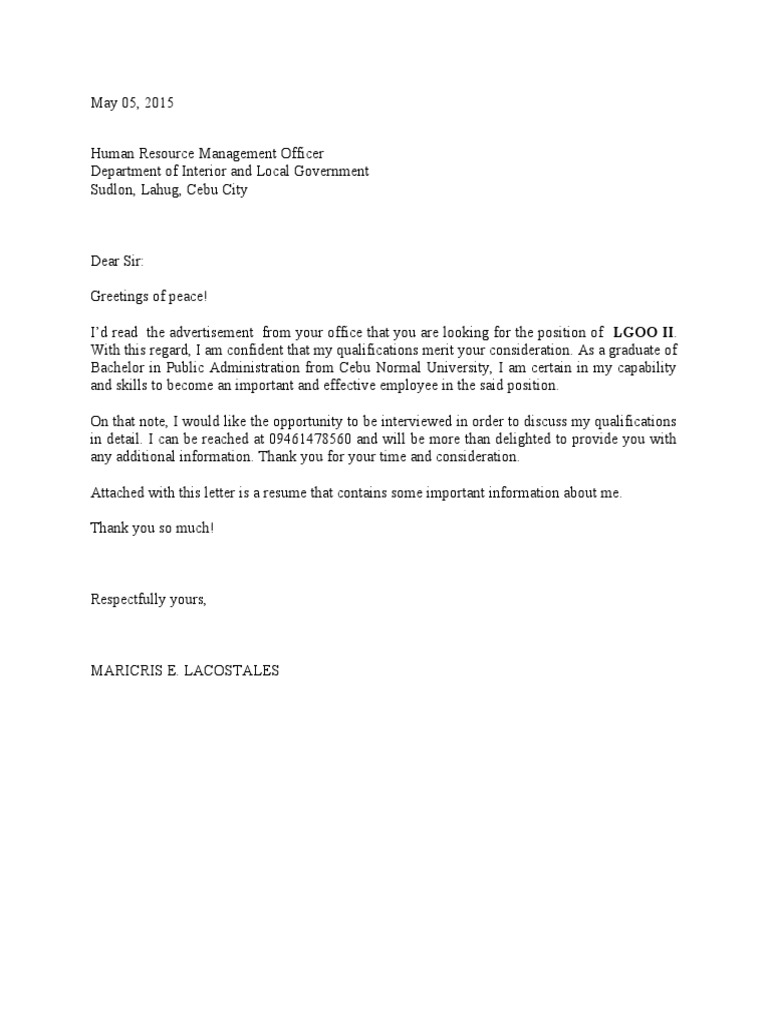 Application Letter DILG | PDF