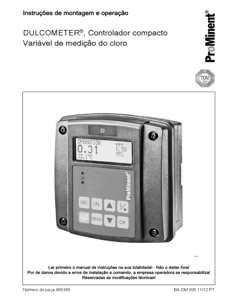 Controlador de Cloro Dulcometer Compact Chlor PT | PDF | Parafuso | Relé
