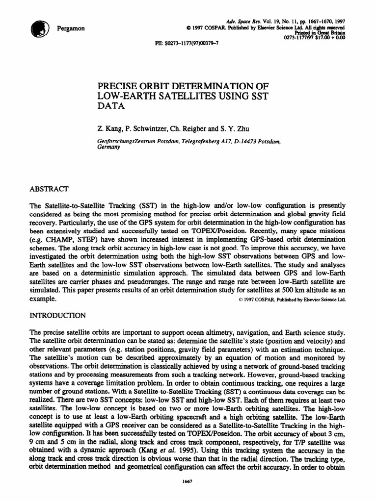 Precise Orbit Determination Of Low Earth Satellites Using Sst Data
