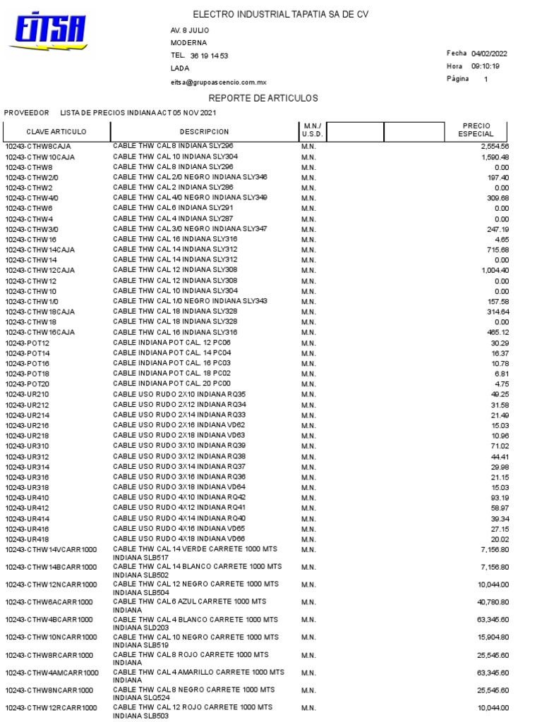 Cable THW Indiana | PDF