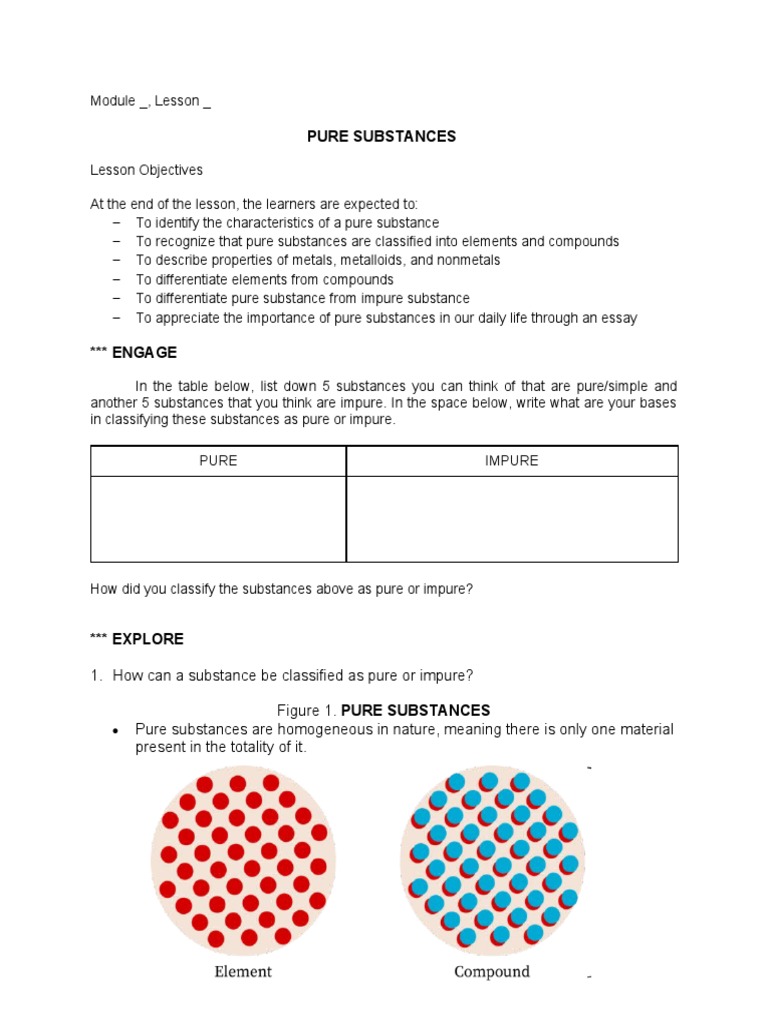 Classifying Pure and Impure Substances | PDF | Chemical Substances ...