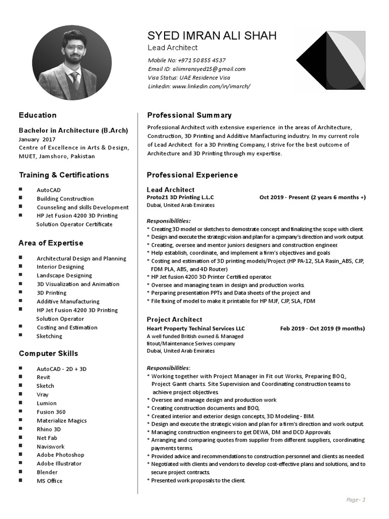 CV Imran Architect | PDF