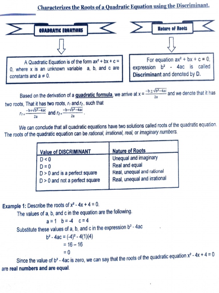 Quadratic Roots Explained | PDF | Quadratic Equation | Equations