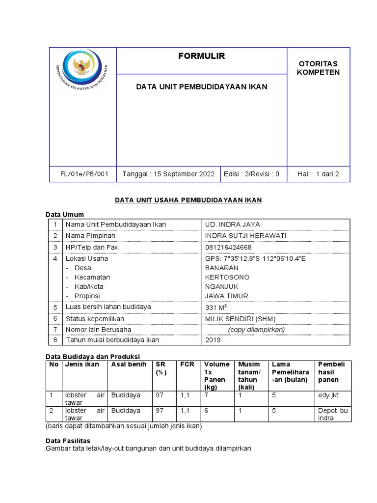 FL - 01e Revisi Form Data Umum 2022 020822 08.33 | PDF