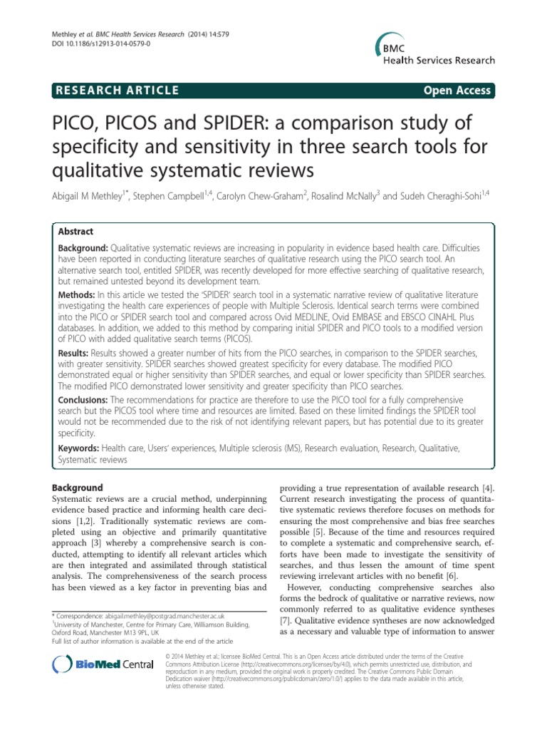 Pico, Picos, Spider | PDF | Systematic Review | Health Care
