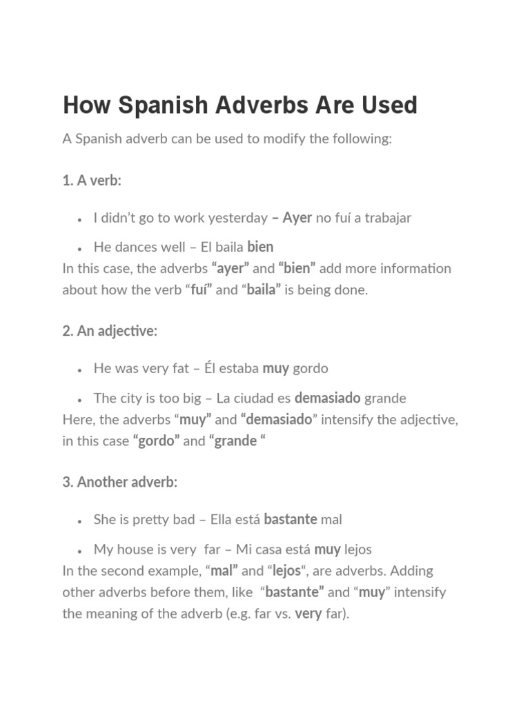 How Spanish Adverbs Are Used | PDF | Lingüística | Unidades Semánticas