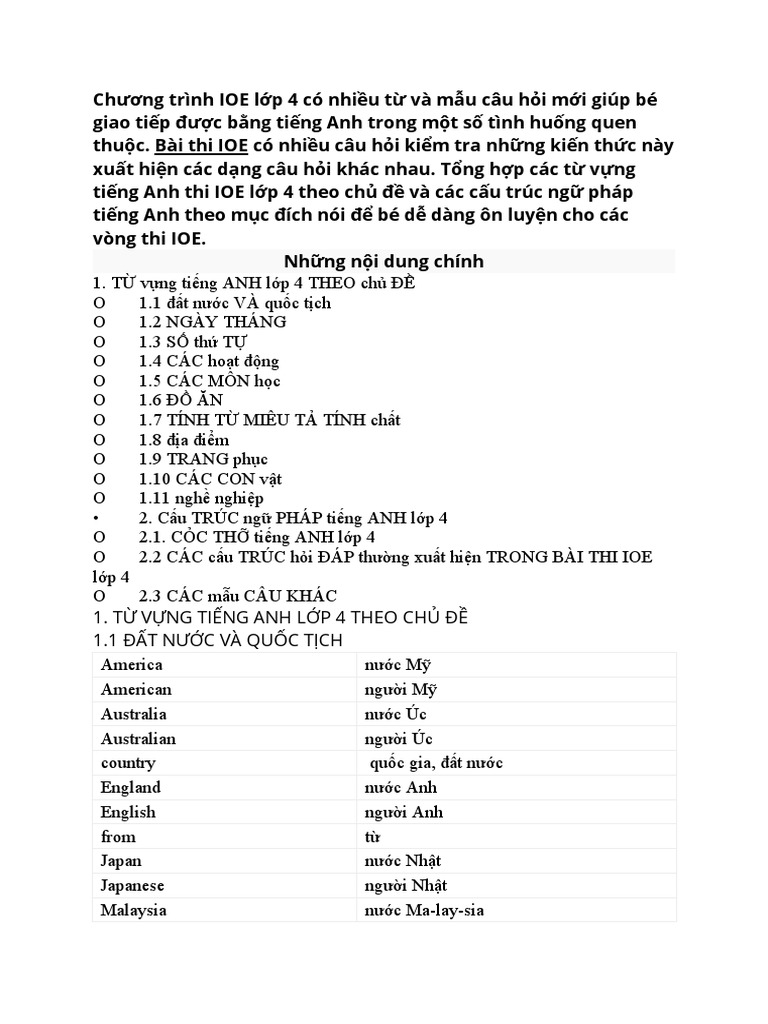 Ioe K4 Tu Vung Ngu Phap | PDF