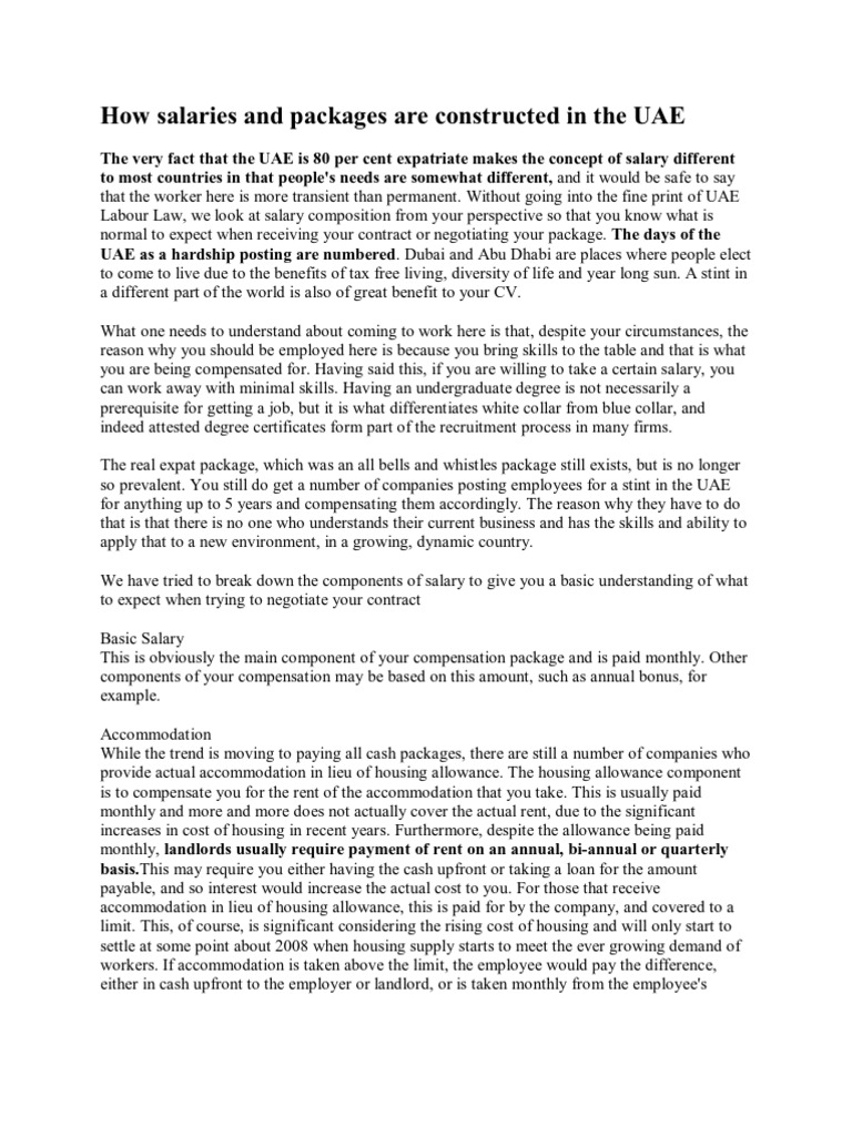 How Salaries and Packages Are Constructed in The UAE | PDF | Employee ...