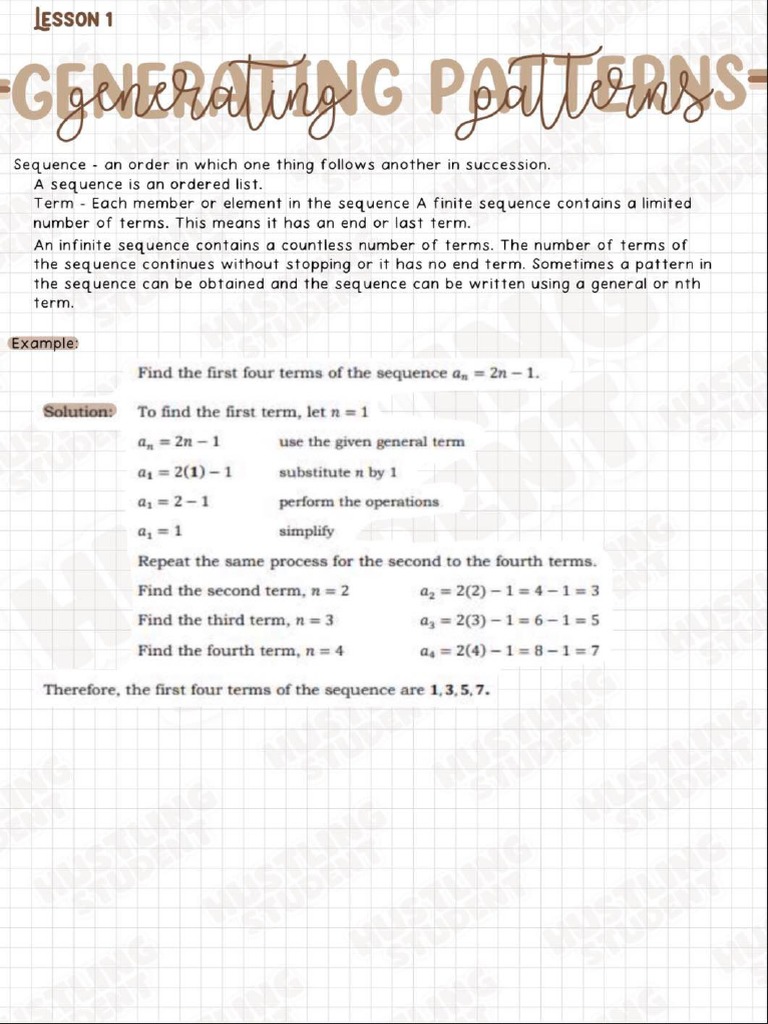 10th Grade Math Lesson Generating Patterns | PDF