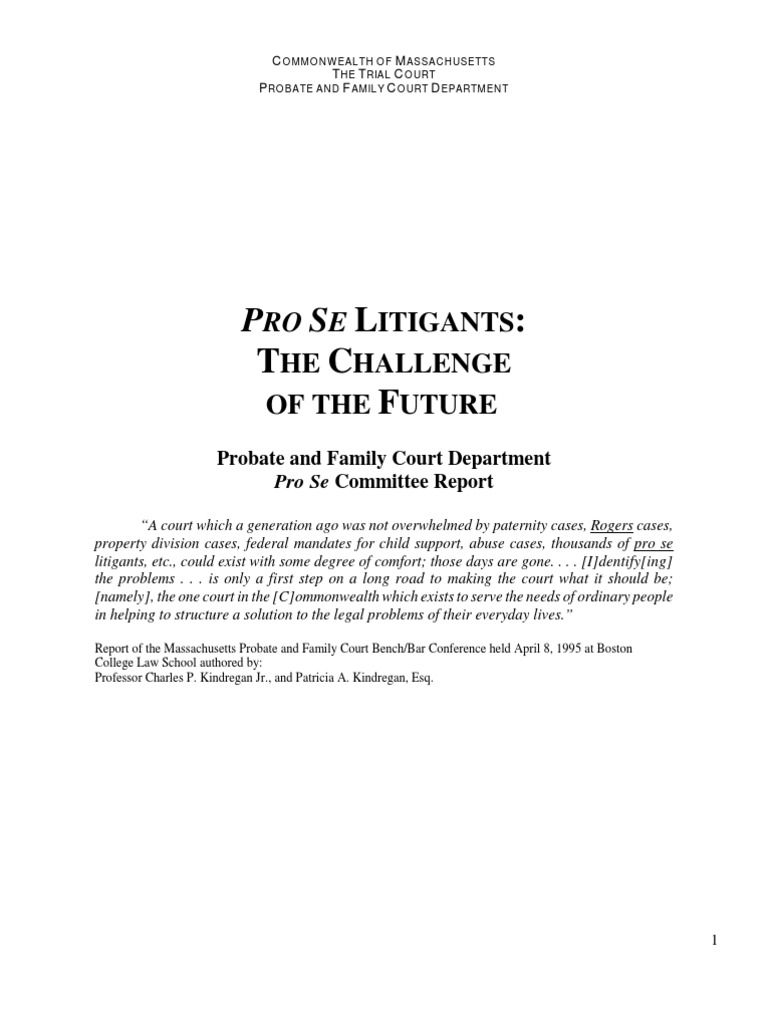 Pro Se Litigants in Massachusetts Courts | PDF | Pro Se Legal ...