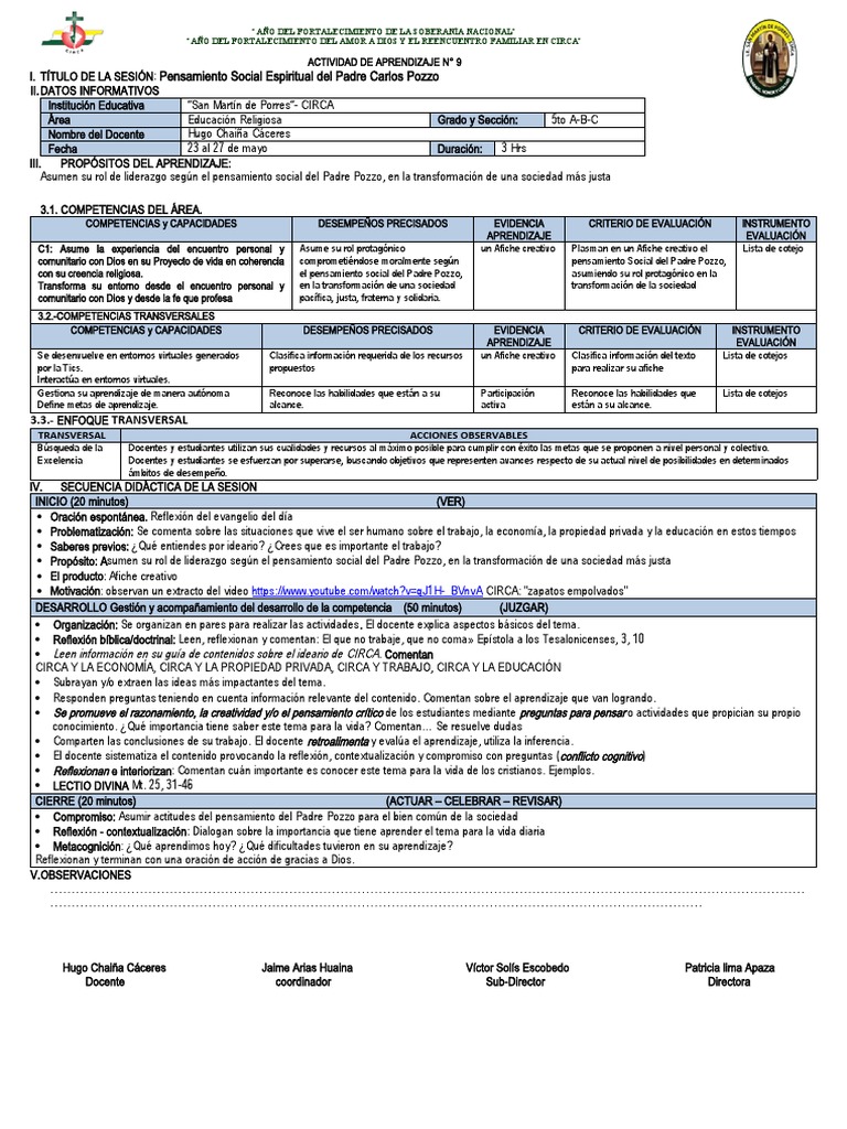 5°pensamiento Social Espiritual Del Padre Carlos Pozzo Act9 Exp3 | PDF ...
