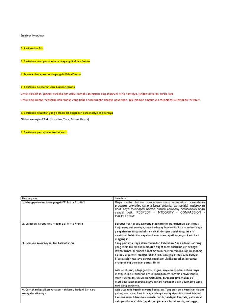 Script Interview | PDF | Bisnis | Pengembangan Diri