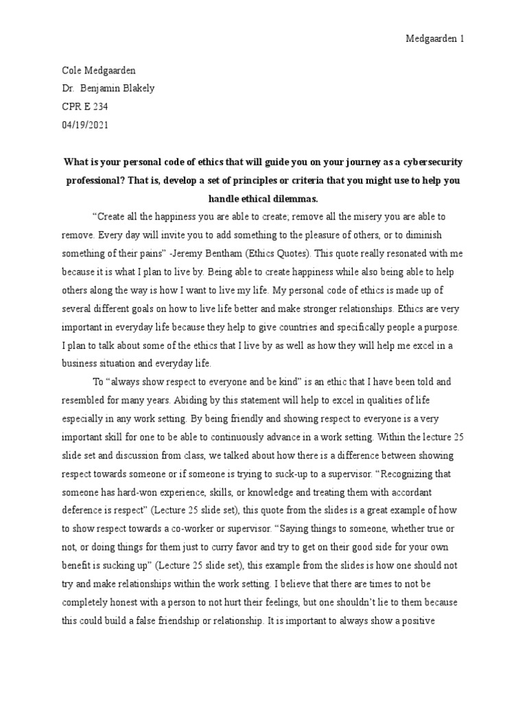 Ethics Term Paper | PDF | Thought | Applied Ethics