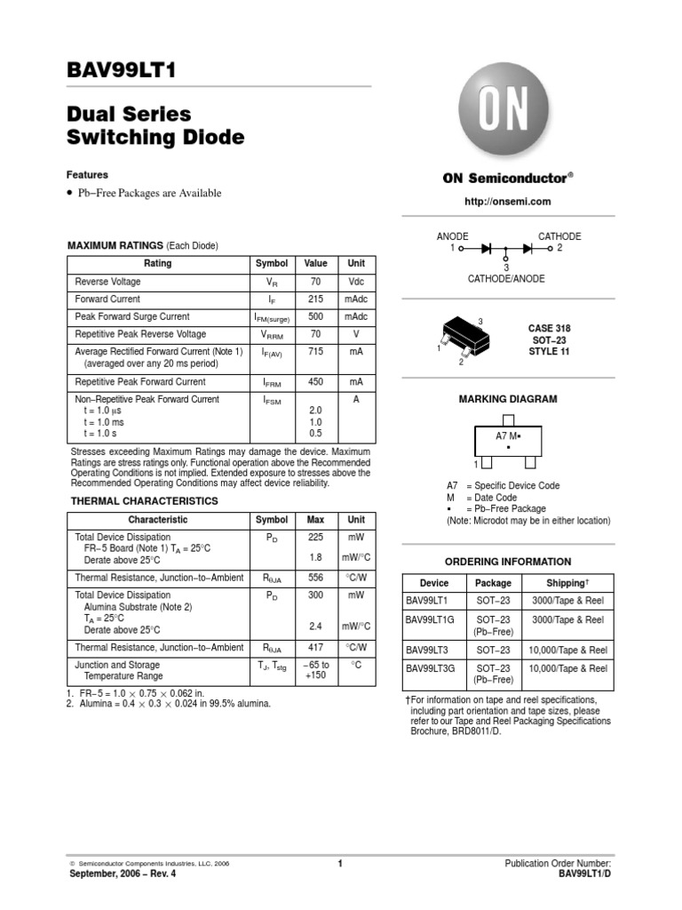 BAV99LT1G Document | PDF | Diode | Electrical Components